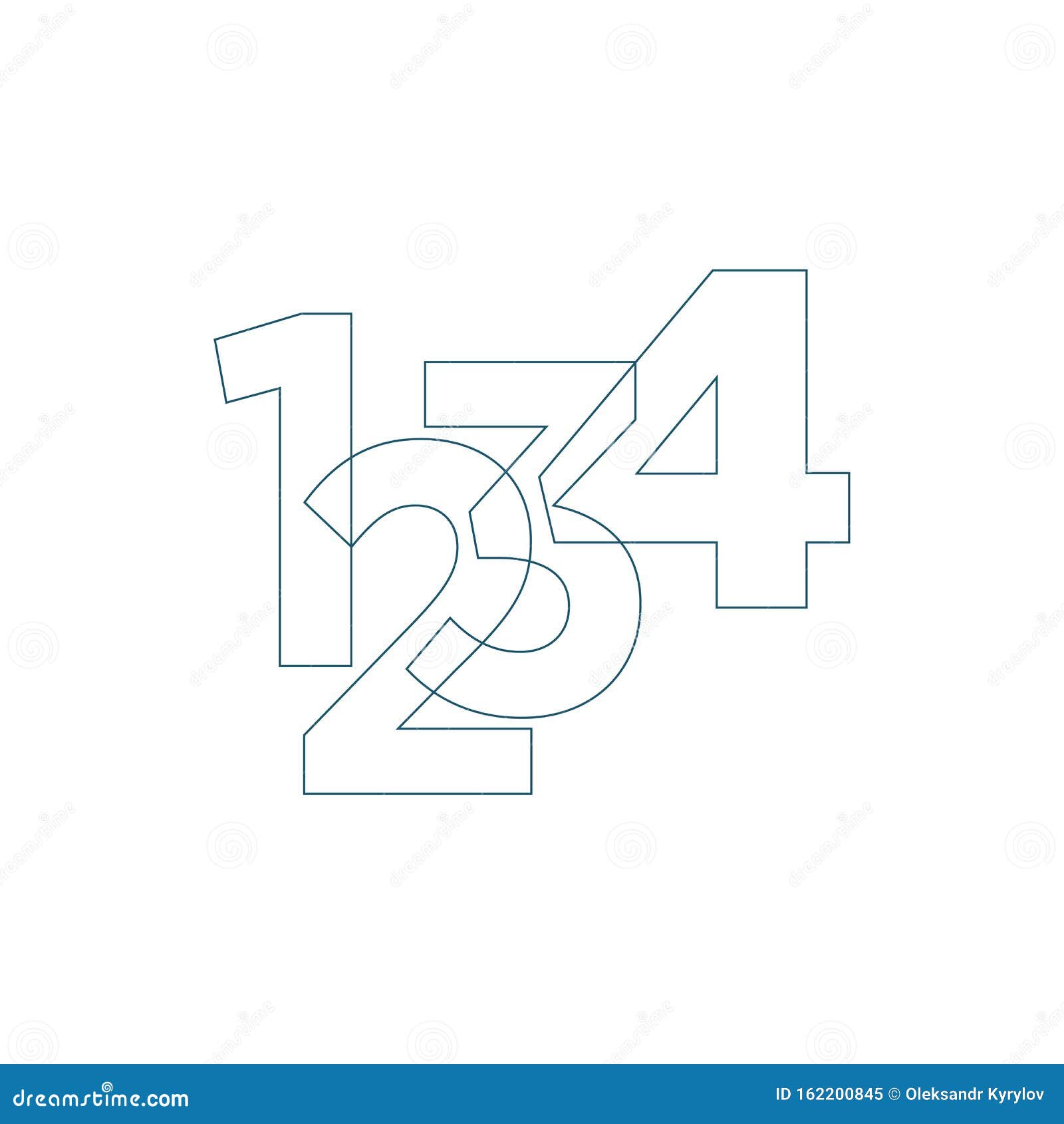 Mathematics and Calculation Linear Icon with 1 2 3 4 Digits. Vector ...