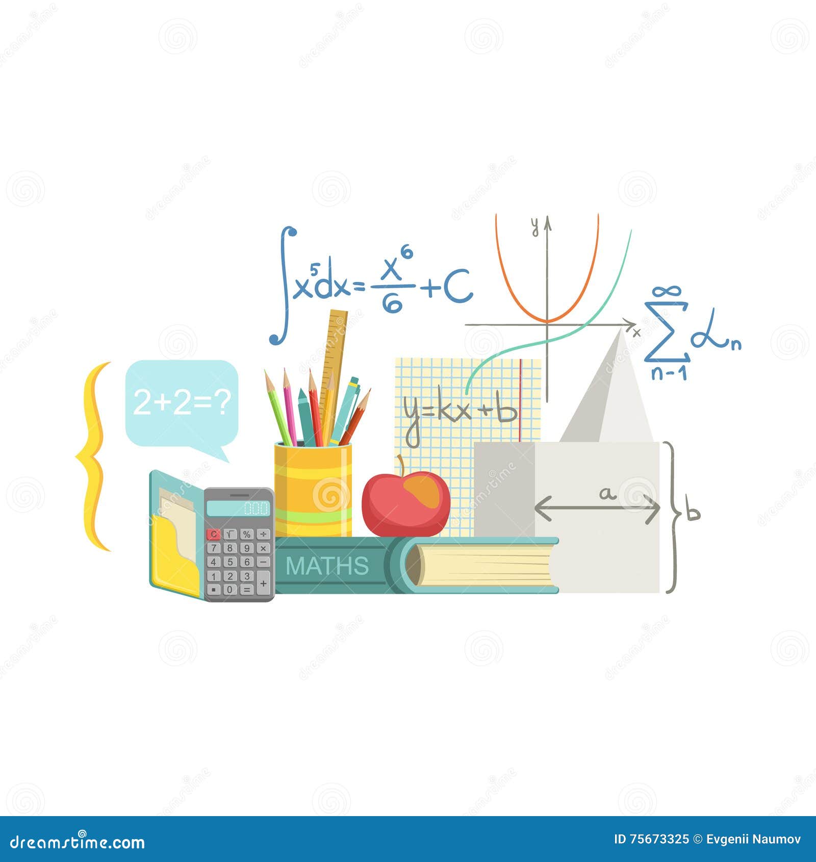 Mathematics Class Set of Objects Stock Vector - Illustration of ...