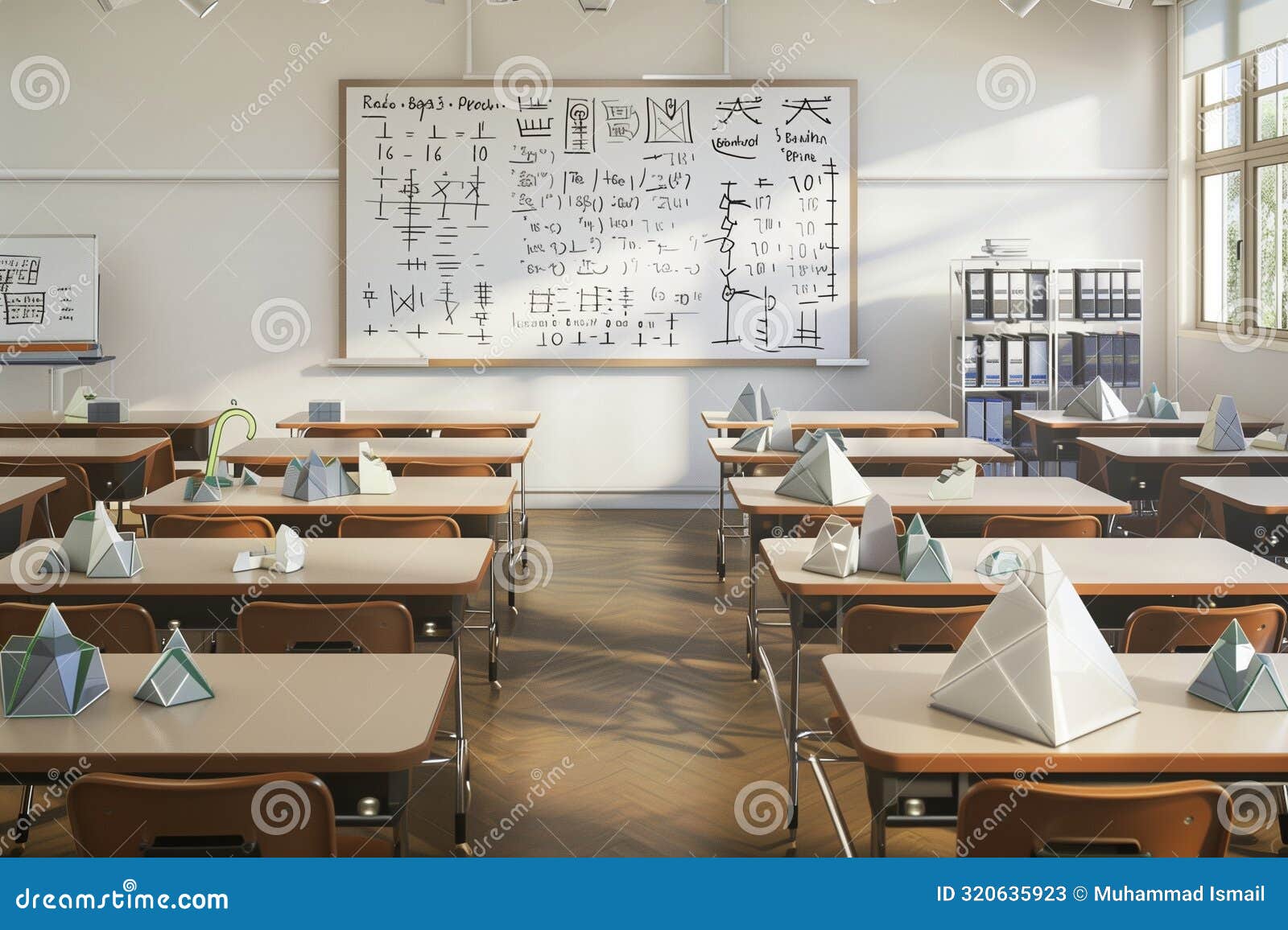 Mathematics Classroom Empty Interior, School Class Vector Illustration ...