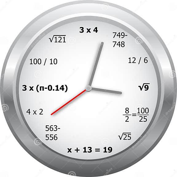 Mathematics Clock stock illustration. Illustration of analogue - 25032533