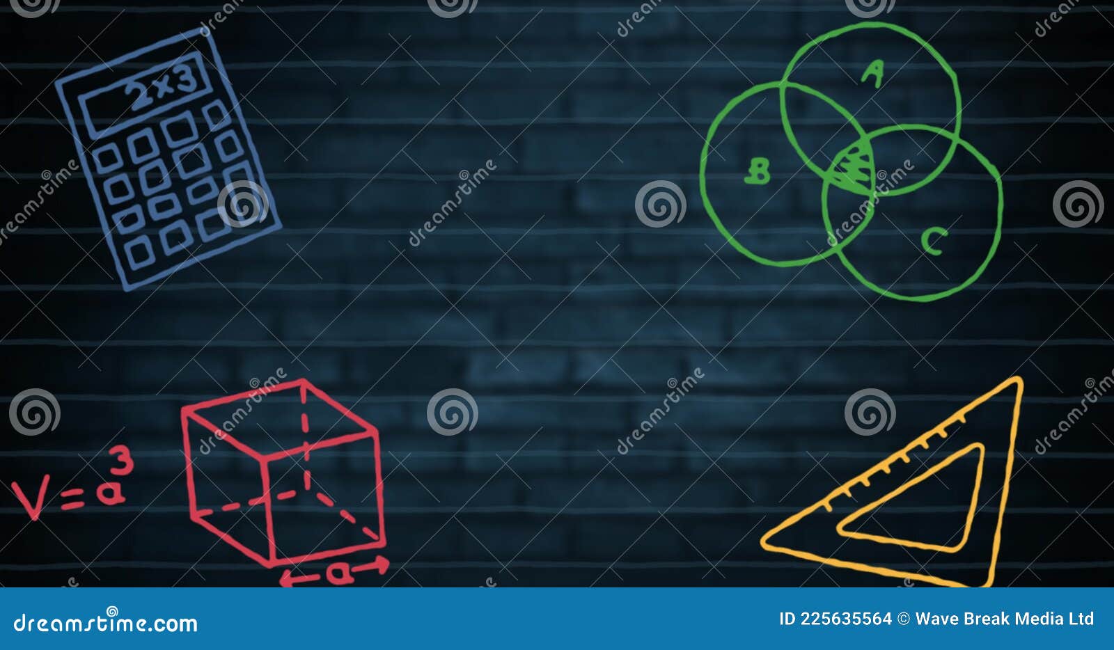 Mathematics Concept Icons Against Brick Wall Stock Illustration ...
