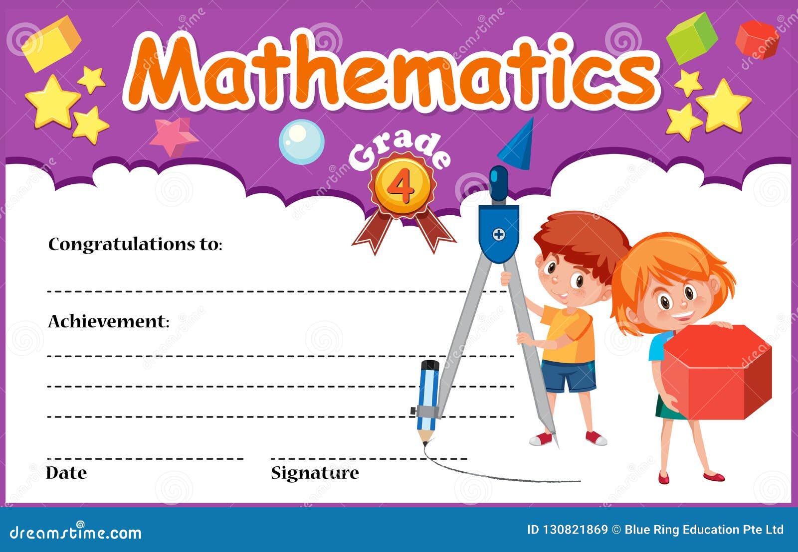 Mathematics Diploma Certificate Template Stock Vector - Illustration of ...