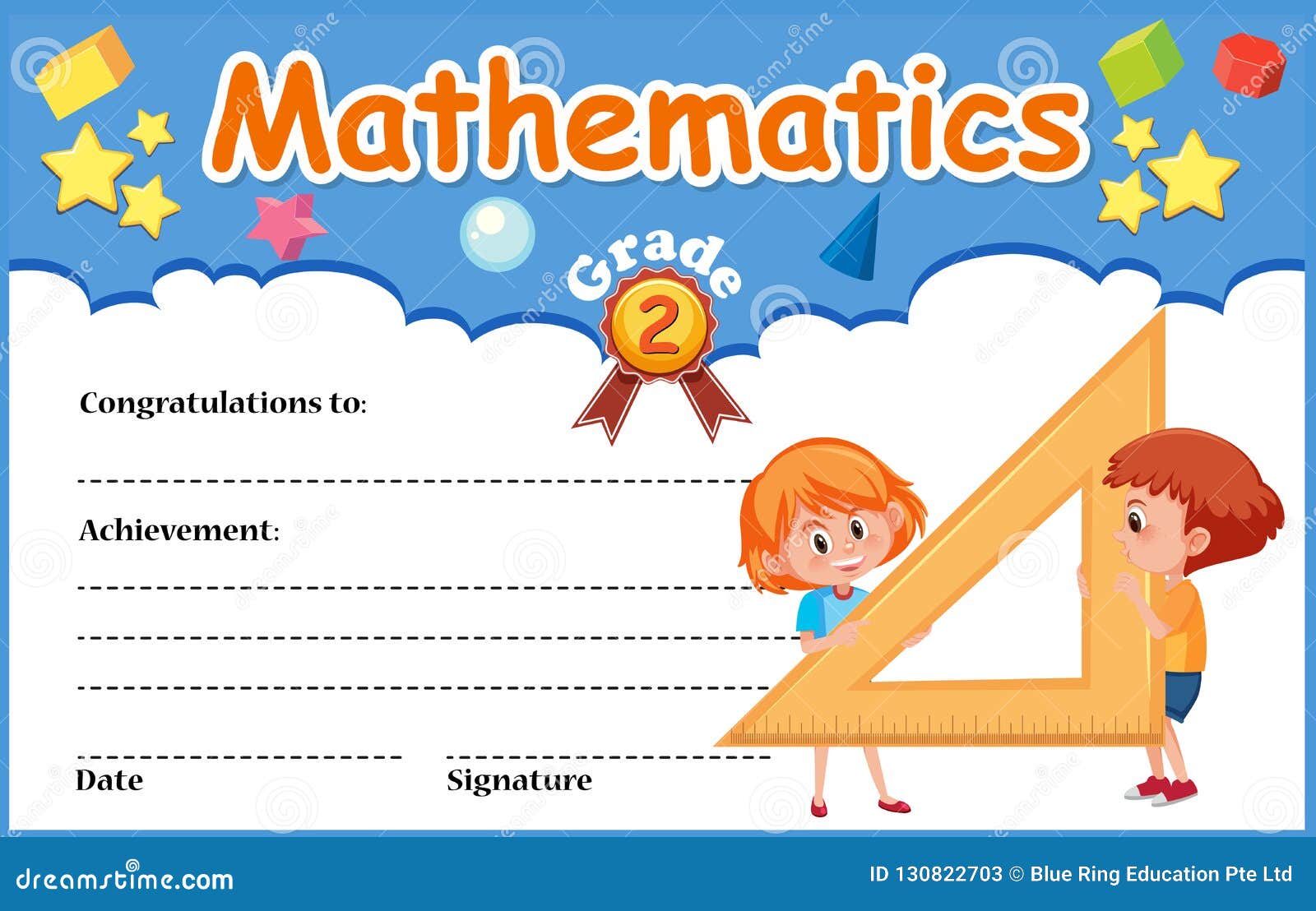 Mathematics Diploma Certificate Template Stock Vector - Illustration of ...