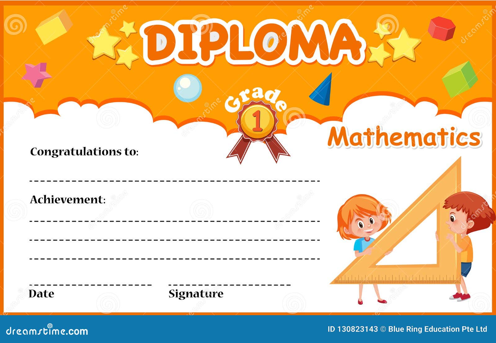 Mathematics Diploma Certificate Template Stock Vector - Illustration of ...