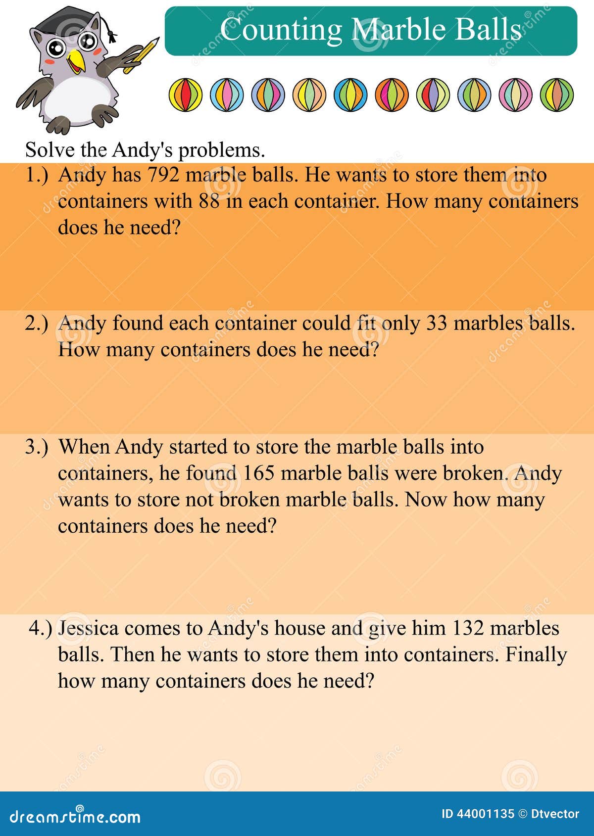 Mathematics Division Counting Marble Balls Stock Vector - Illustration ...