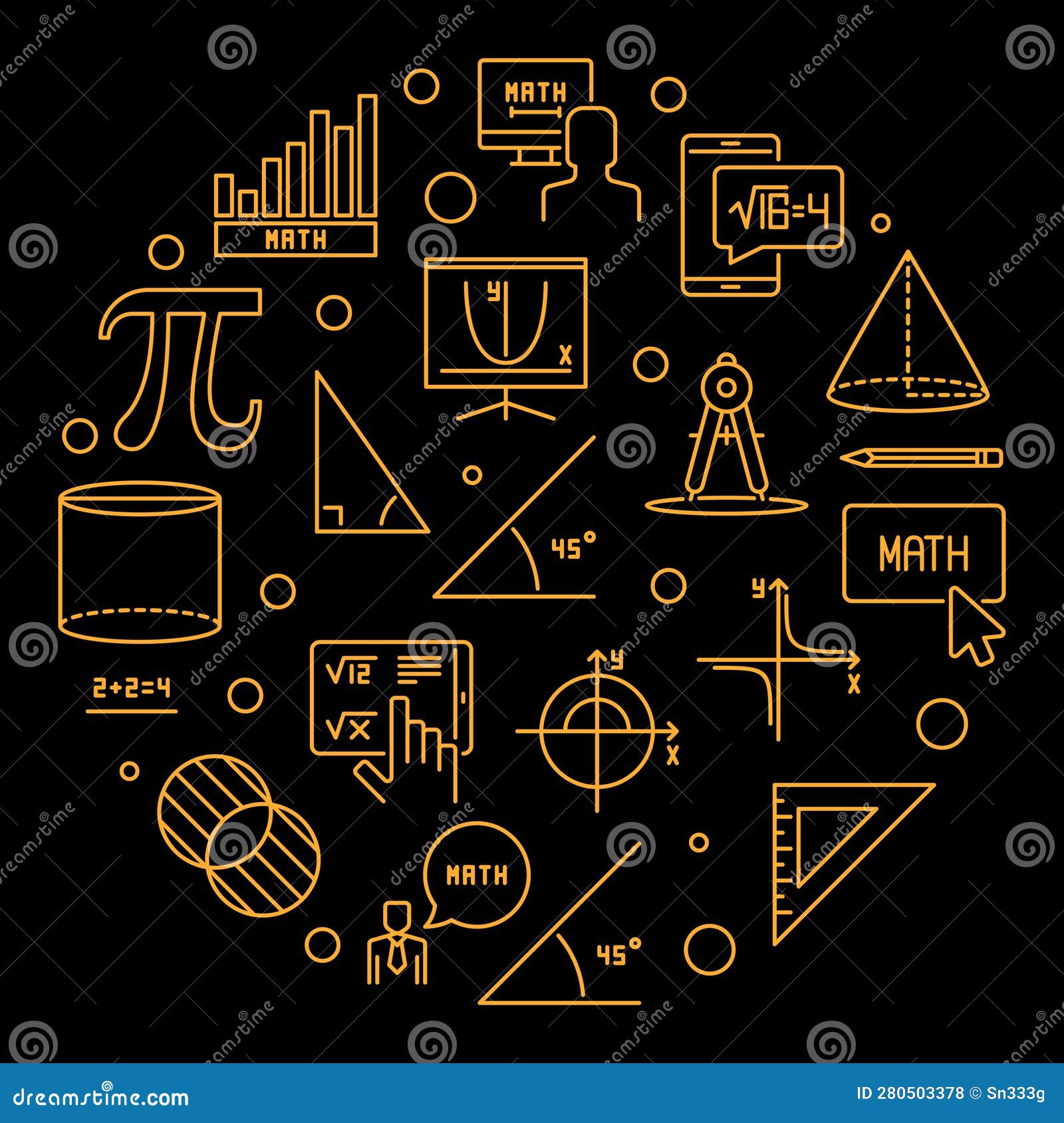 Mathematics Education Concept Vector Line Circle Shaped Banner - Math ...
