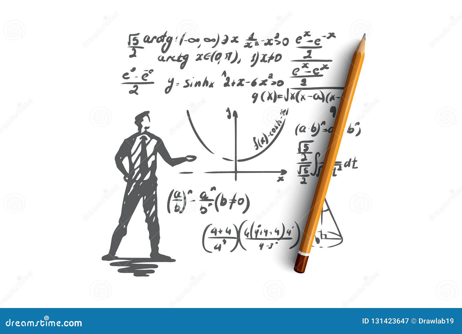 Mathematics, Education, Science, School, Study Concept. Hand Drawn ...