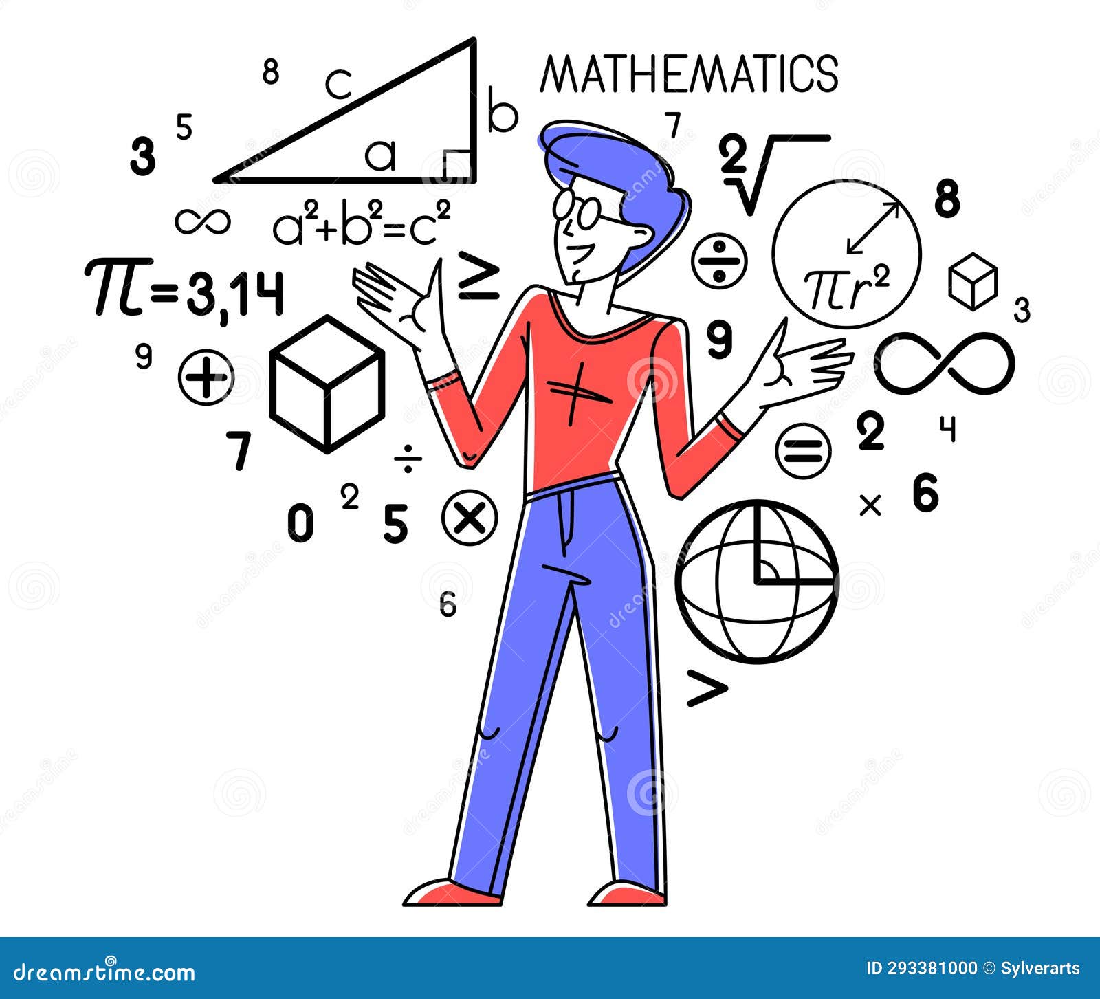 Mathematics Education Vector with Student Learning Math or Teacher ...