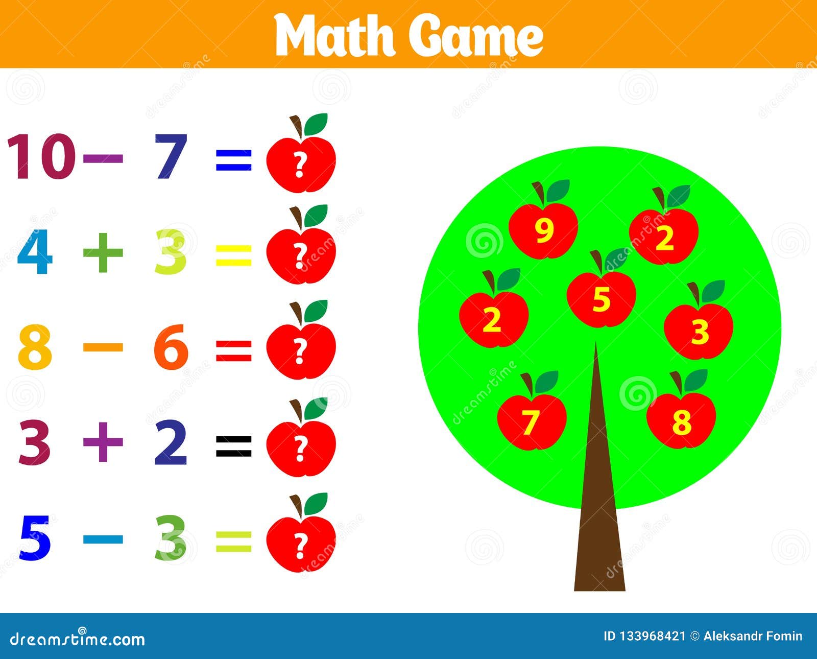 Mathematics Educational Game for Children Vector Illustration Stock ...
