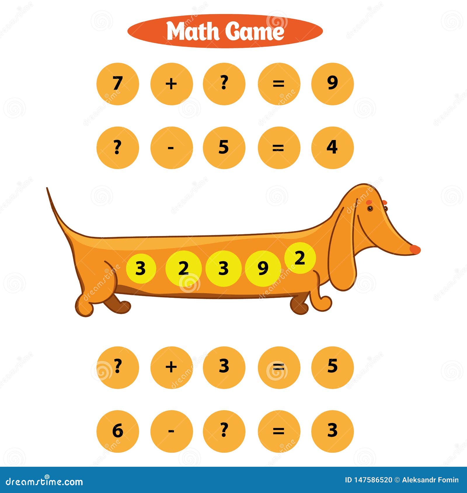 Mathematics Educational Game for Children Vector Illustration Stock ...
