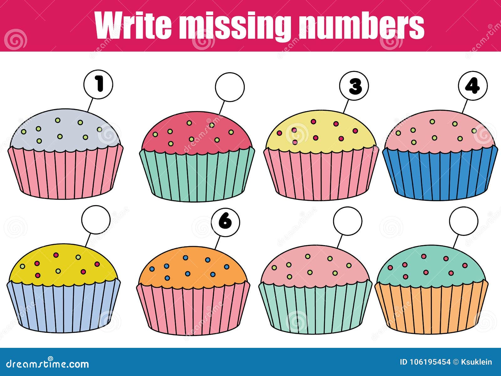 Mathematics Educational Game for Children. Write the Missing Numbers ...