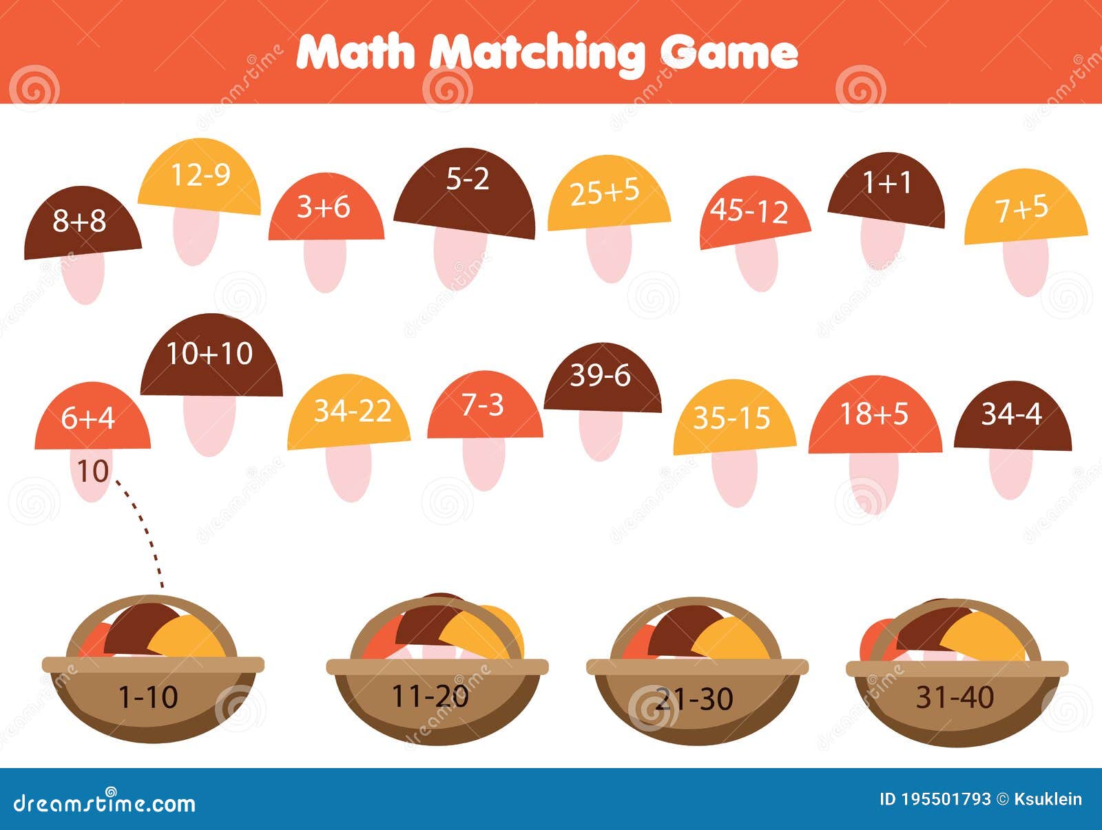 Mathematics Children Educational Game . Match Objects with Numbers ...