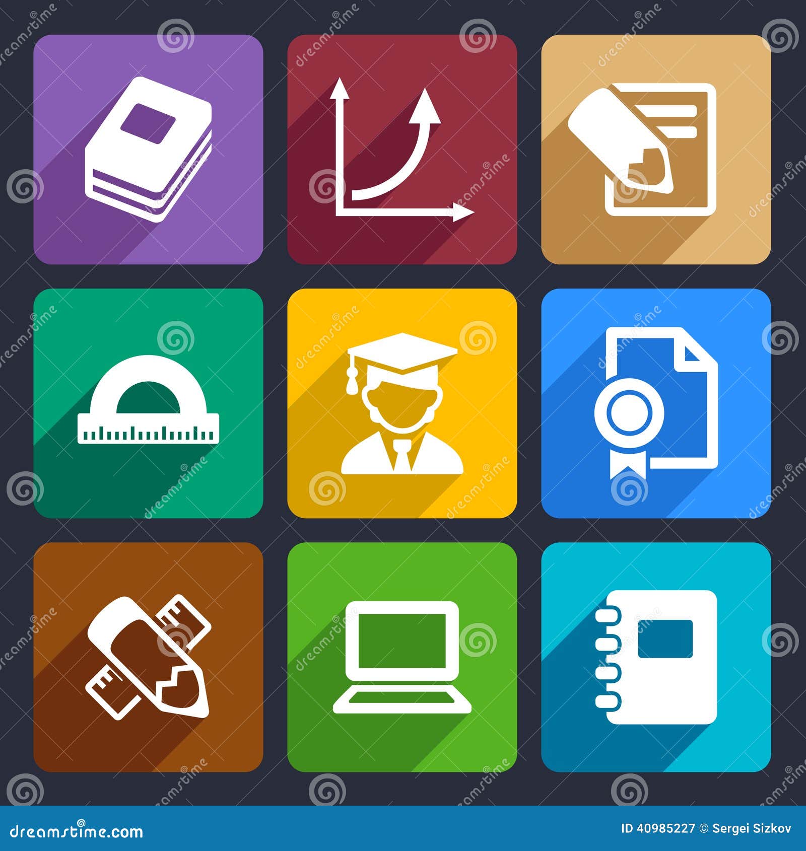 Mathematics Flat Icons Set 51 Stock Vector - Image: 40985227