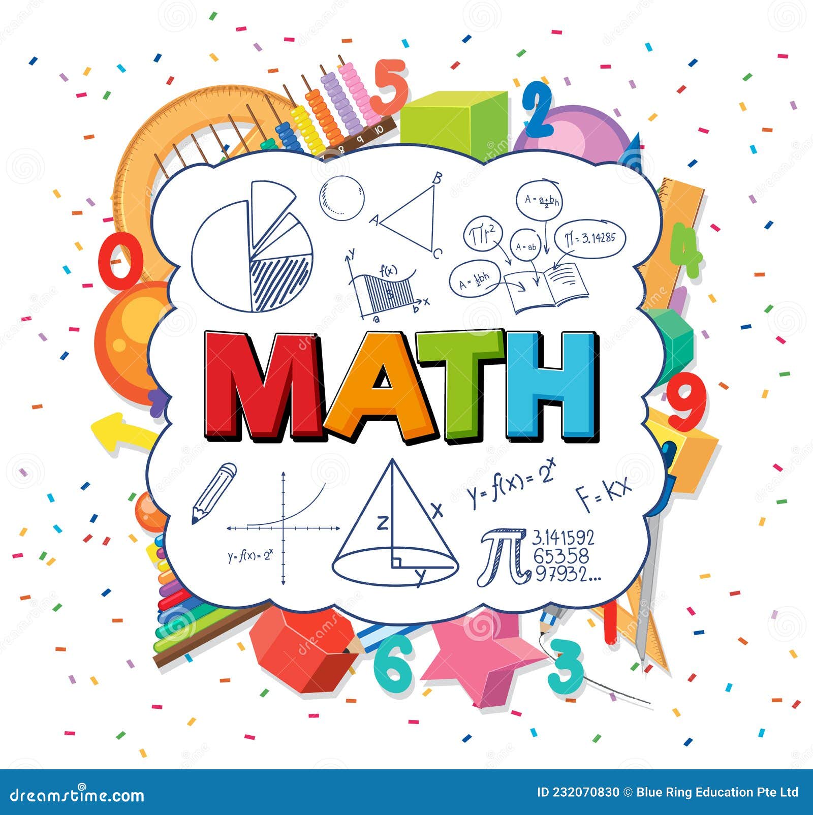 Mathematics Font Icon with Formula Stock Vector - Illustration of graph ...