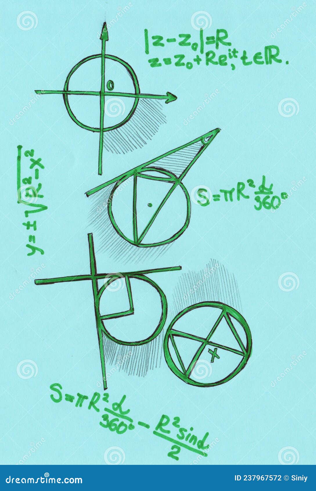 Mathematics Formulas, Geometry Circle Properties Stock Photo ...