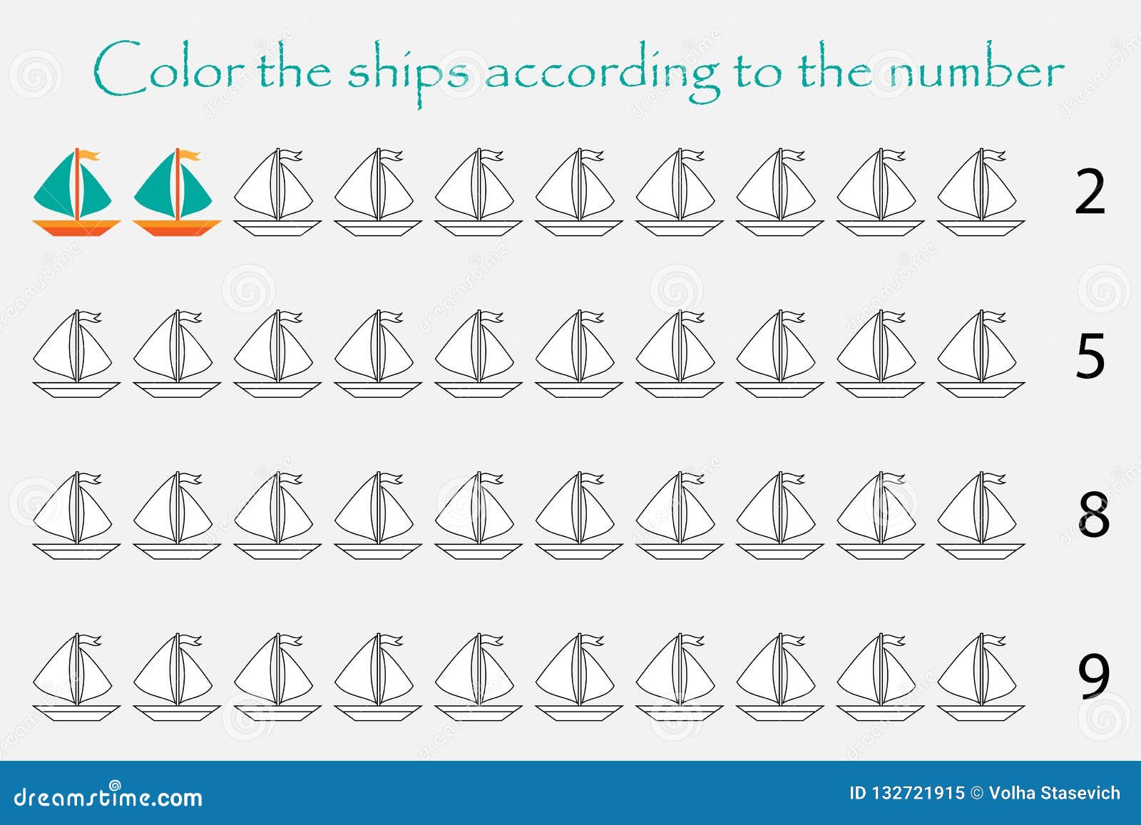 Mathematics Game Count And Color Worksheet For Student Vector ... Mathematics Game Count And Color Worksheet For Student Vector ...