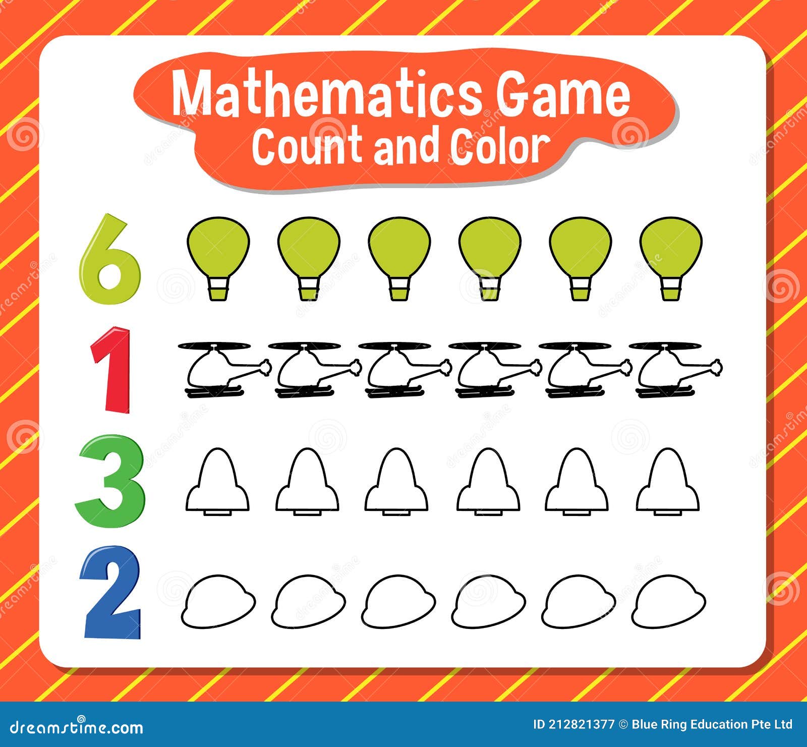 Mathematics Game Count And Color Worksheet For Student Vector ... Mathematics Game Count And Color Worksheet For Student Vector ...
