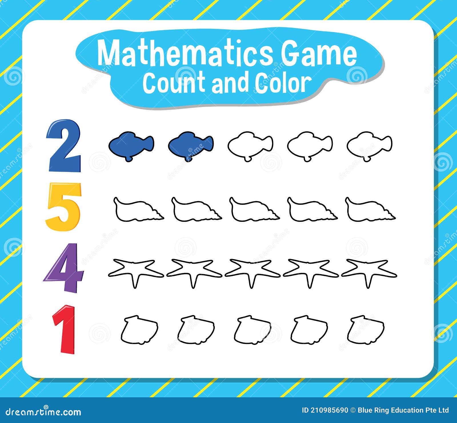 Mathematics Game Count and Color Worksheet for Student Stock Vector ... Mathematics Game Count and Color Worksheet for Student Stock Vector ...