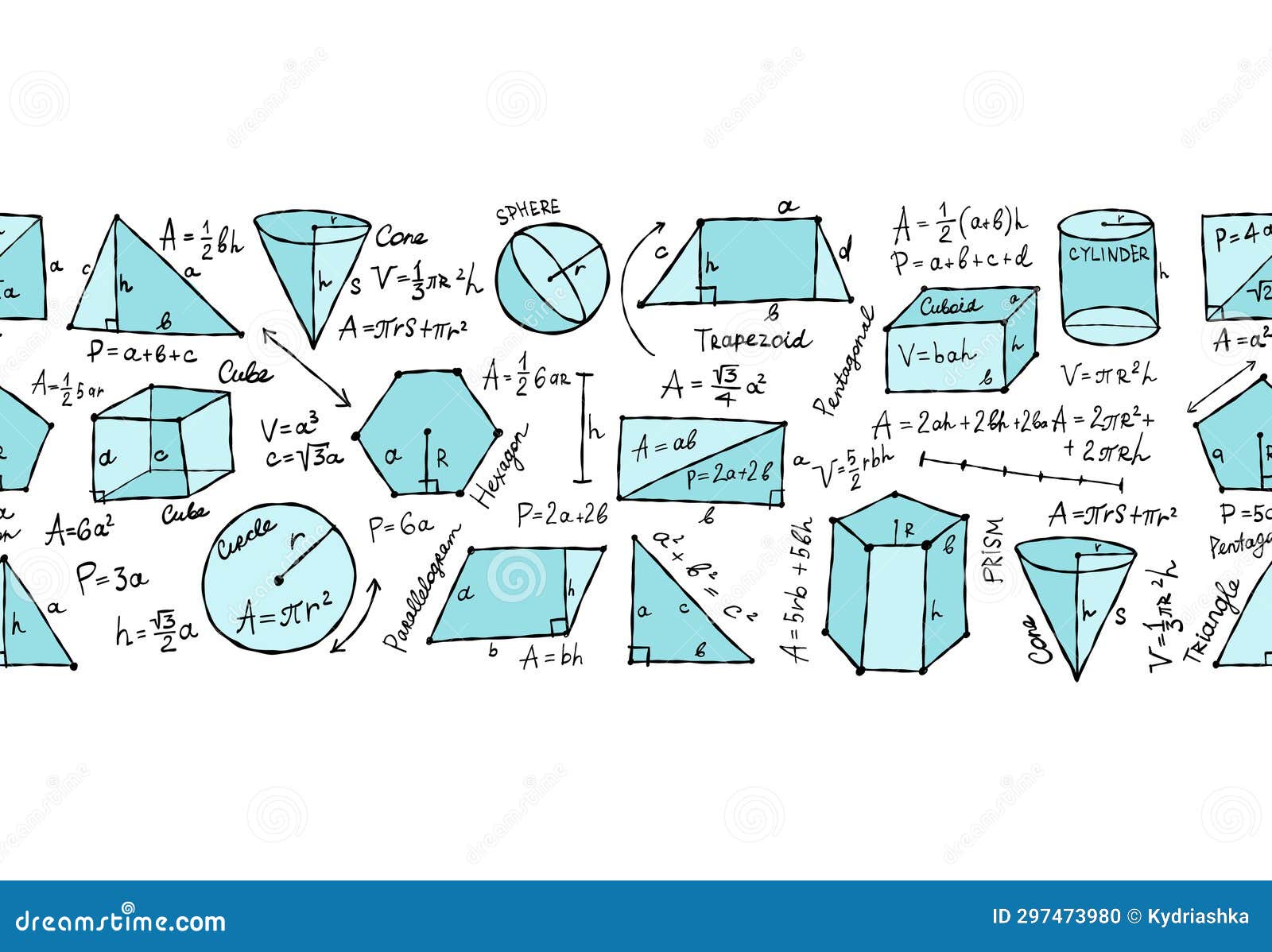 Mathematics and Geometry, Figures and Formulas. Seamless Pattern ...
