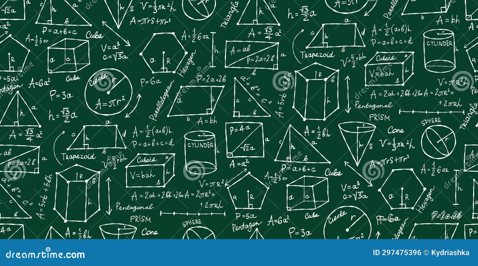 Mathematics and Geometry, Figures and Formulas. Seamless Pattern ...