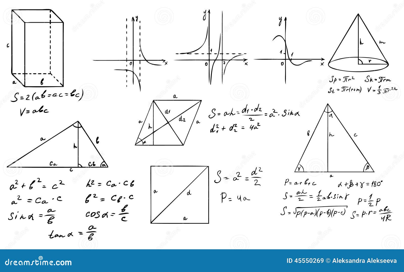 Mathematics and Geometry Set Stock Vector - Illustration of icon ...