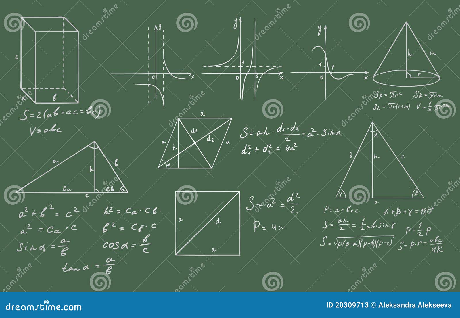 Mathematics and Geometry Vector on Green Stock Vector - Illustration of ...