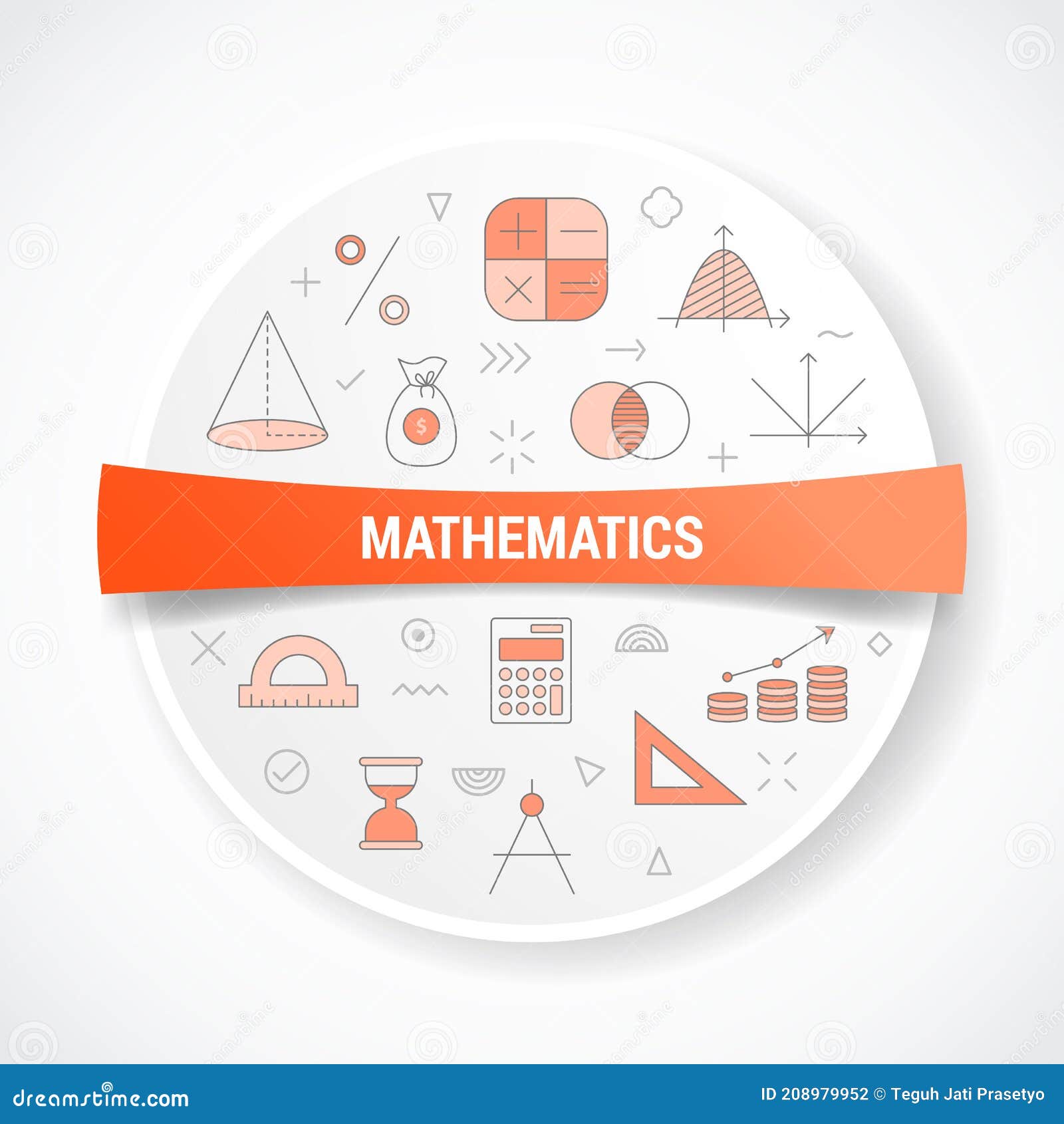 Mathematics with Icon Concept with Round or Circle Shape Stock ...