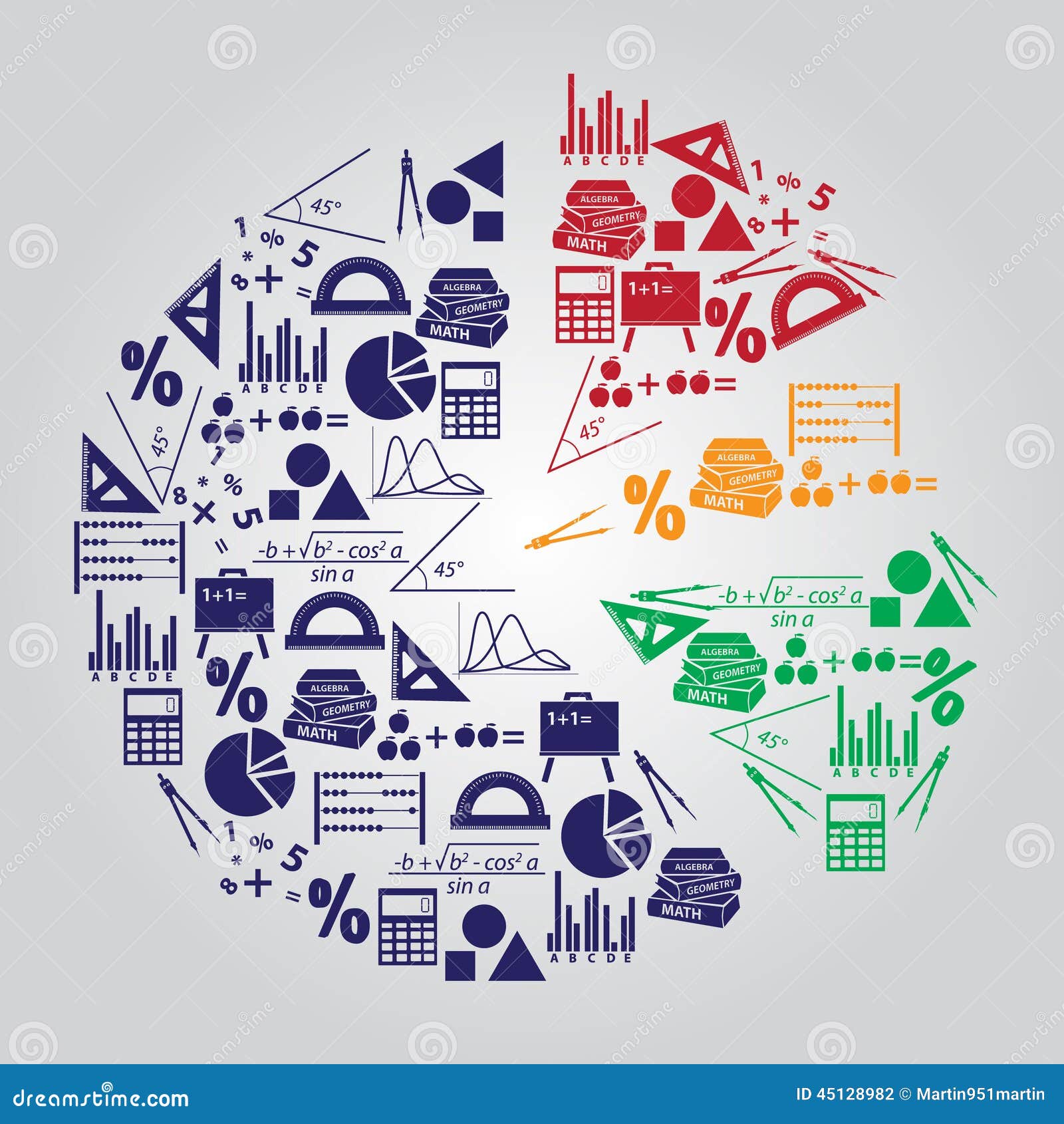 Mathematics Icons, Represented By Plus, Minus, Multiply, Divide And ...