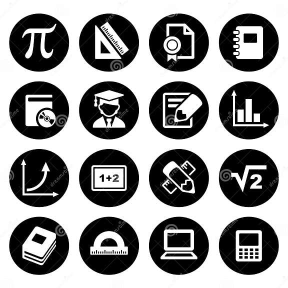 Mathematics Icons Set stock vector. Illustration of blackboard - 40985244