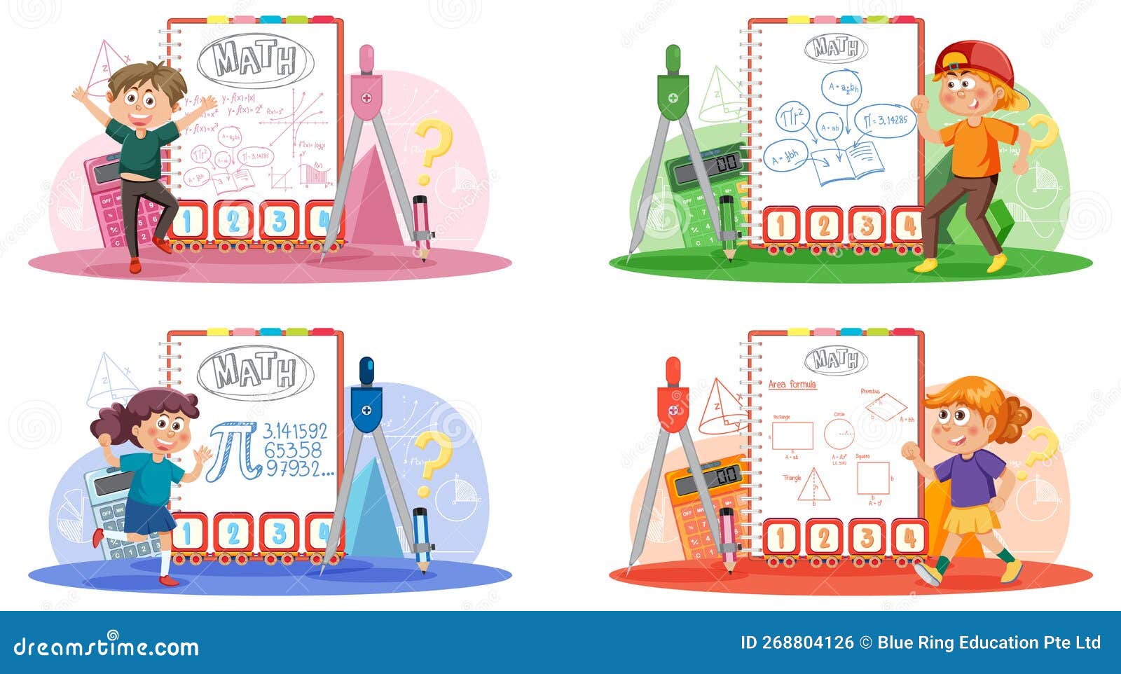 Mathematics Kids Cartoon Set Stock Vector - Illustration of object ...