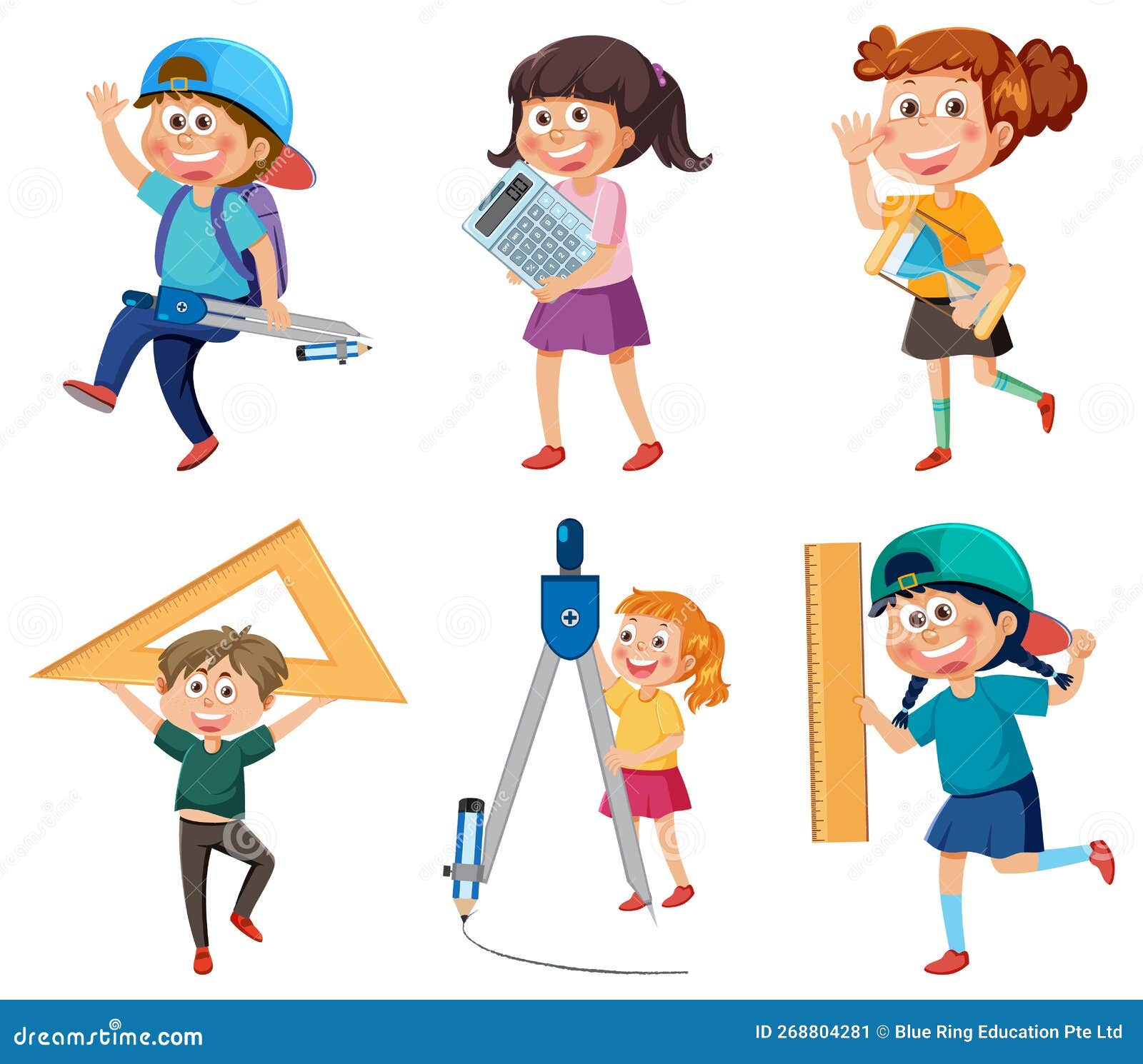 Mathematics Kids Cartoon Set Stock Vector - Illustration of number ...