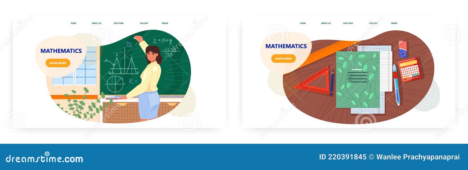 Mathematics Classroom Empty Interior, School Class Vector Illustration ...