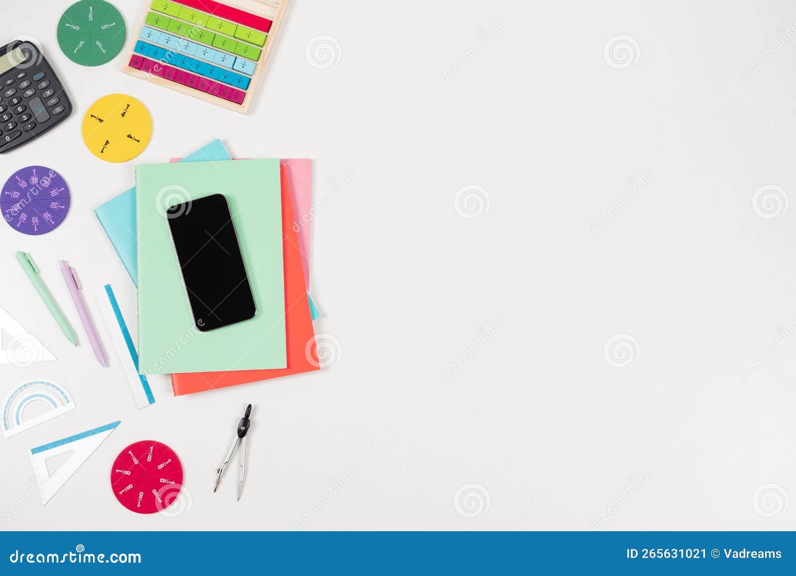 Mathematics Learning Resources on White Background. Online Learning ...