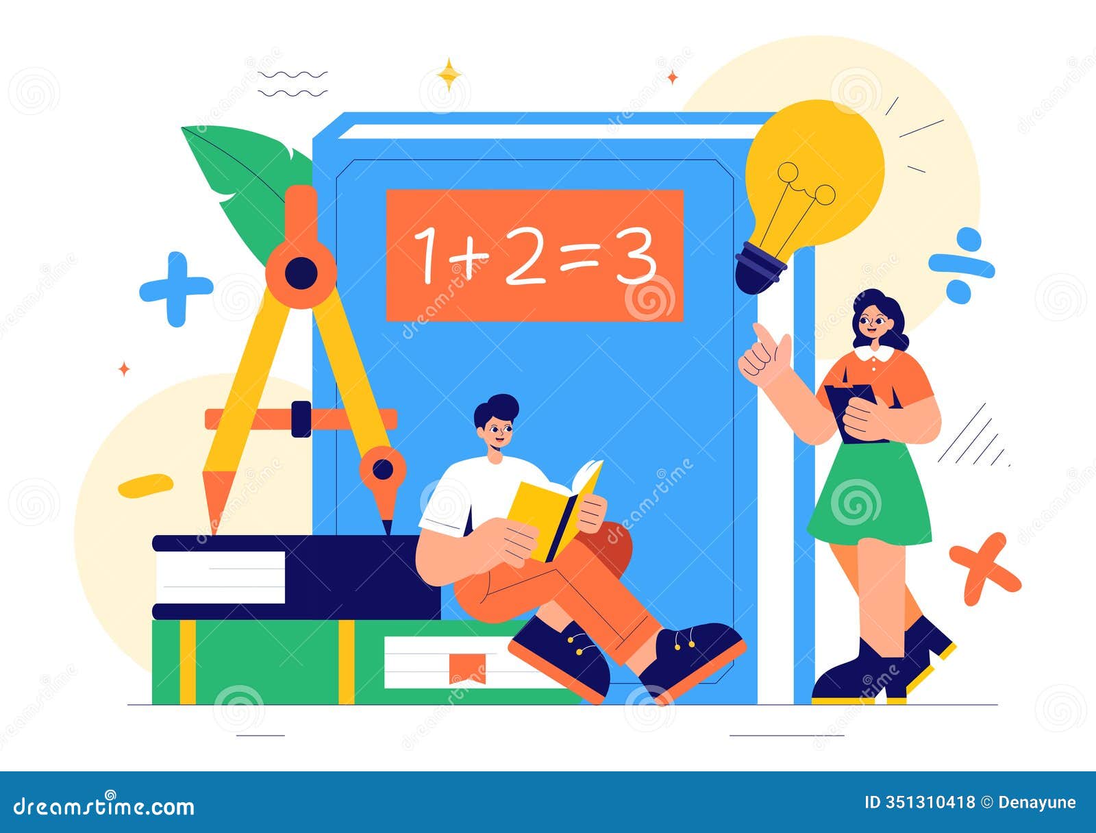 Mathematics Learning Vector Illustration Featuring School Supplies or ...