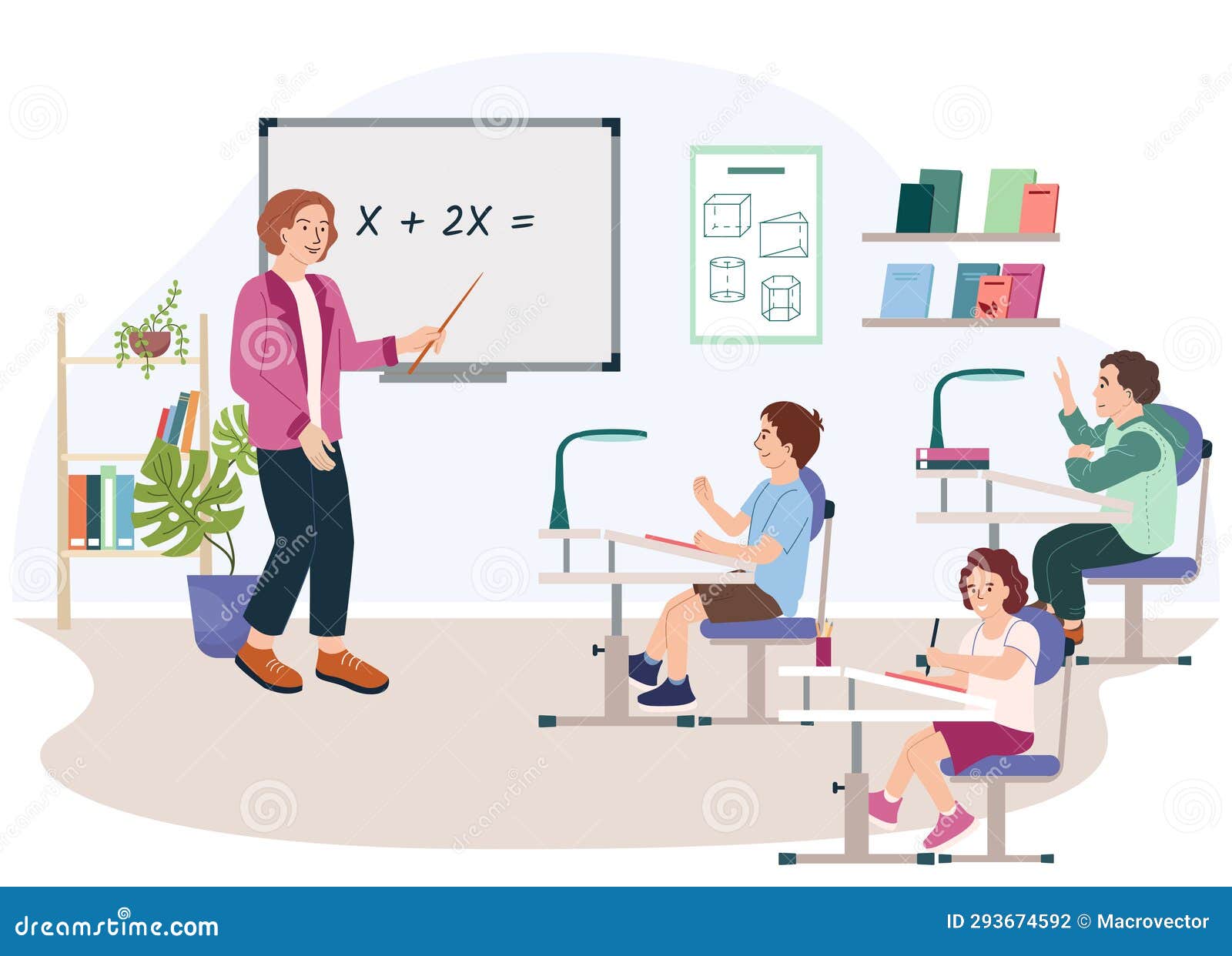 Mathematics Lesson Flat Background Stock Vector - Illustration of ...