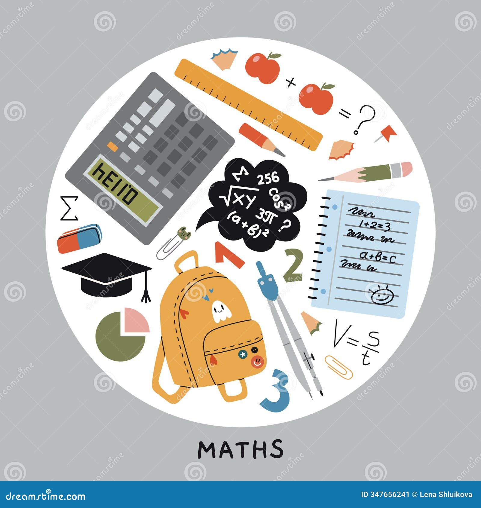 Mathematics Lesson at School, Science. Round Art with Calculator ...