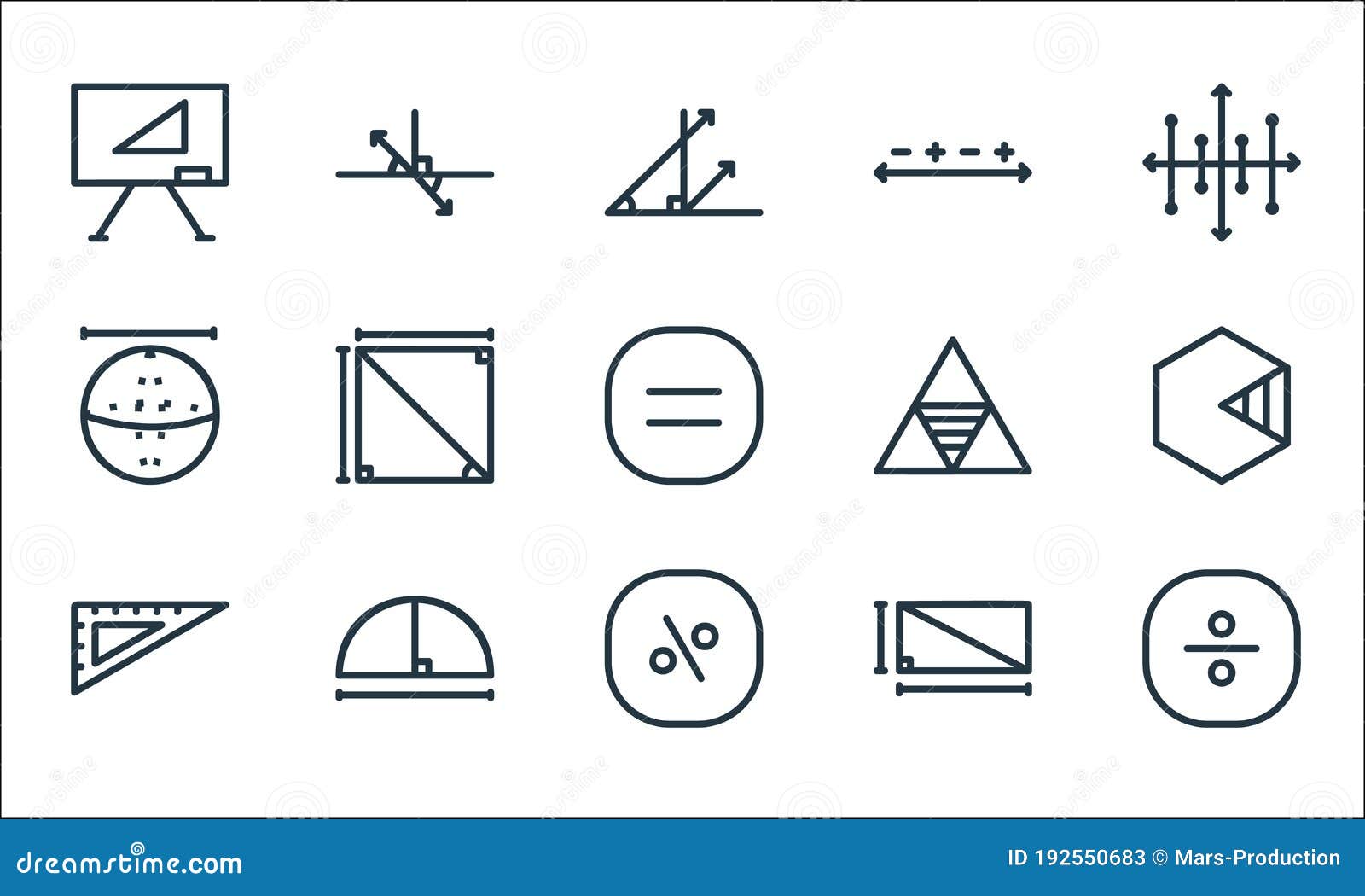 Mathematics Line Icons. Linear Set Stock Vector - Illustration of ...