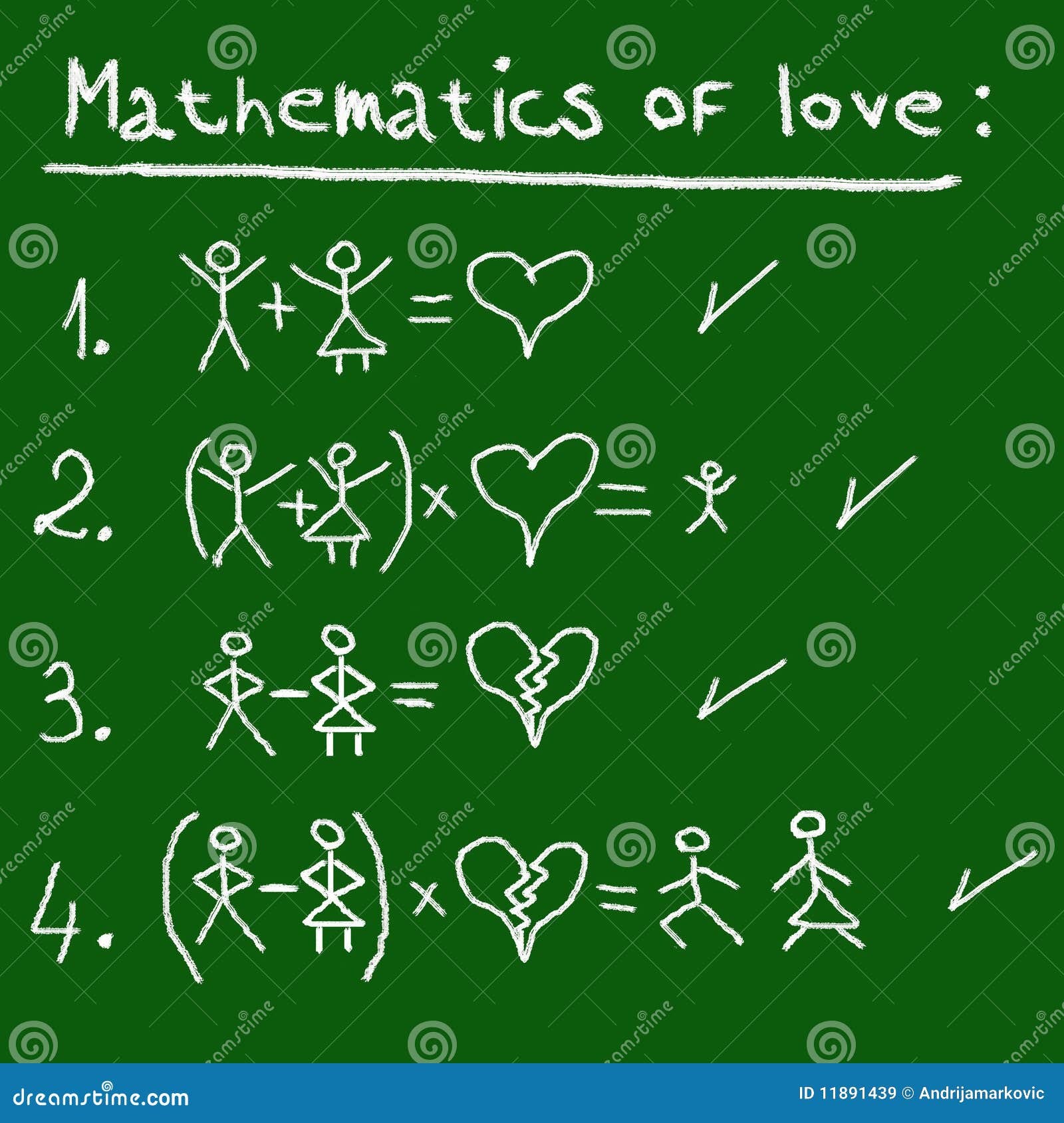 Mathematics of love stock vector. Illustration of board - 11891439