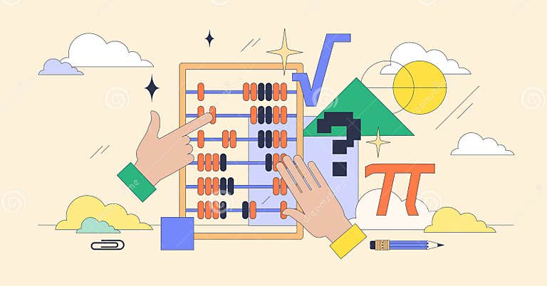 Mathematics and Math Science with Algebra Tiny Person Neubrutalism ...