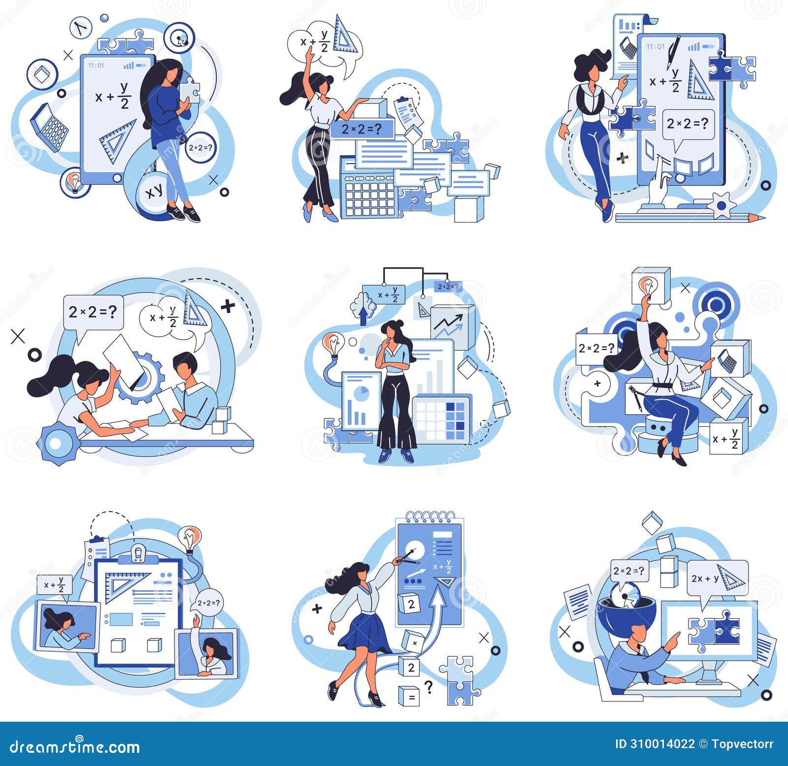 Mathematics And Mathematical Equations And Theorems Set Vector ...