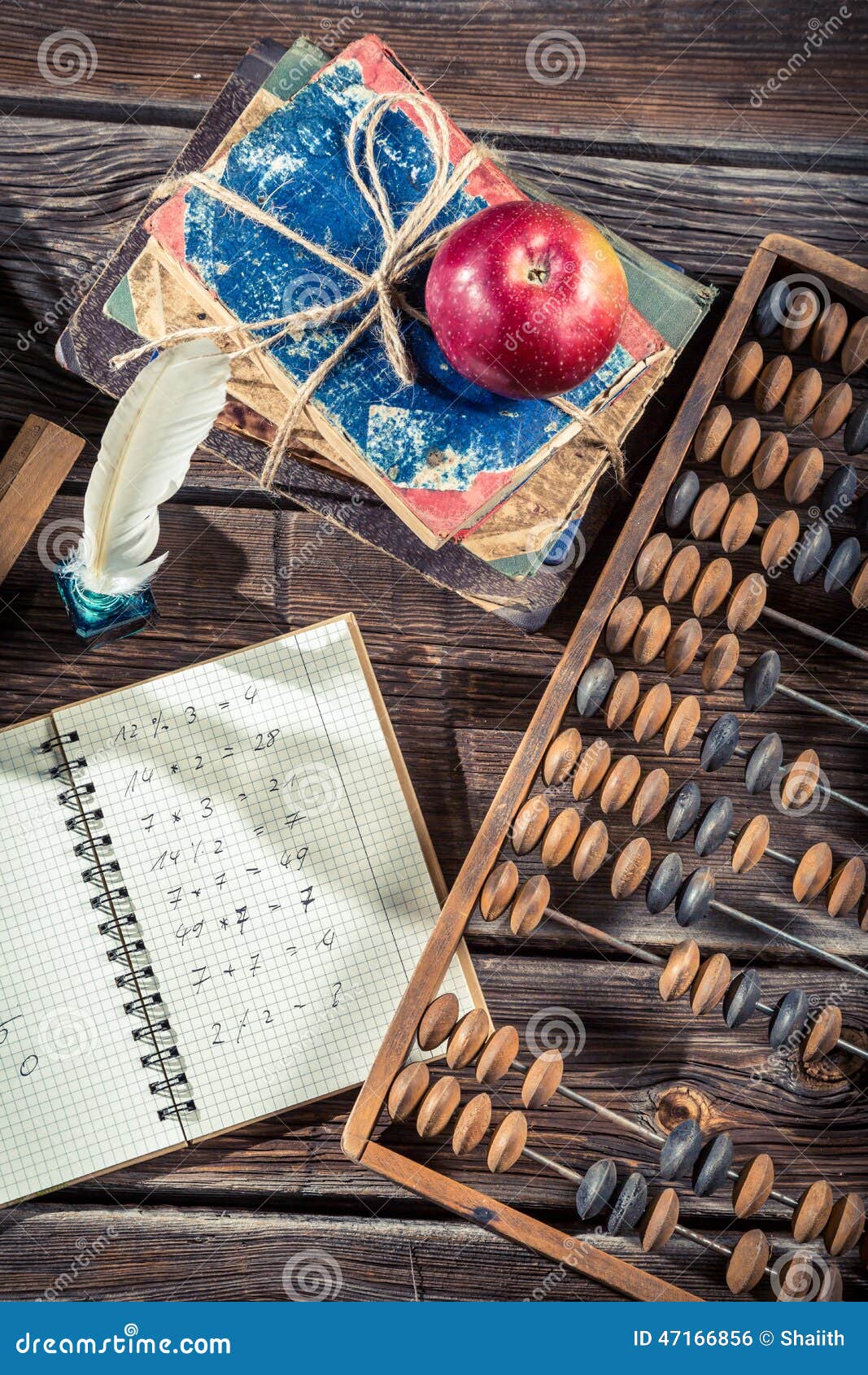 Mathematics Notes on the School Desk Stock Photo - Image of green ...
