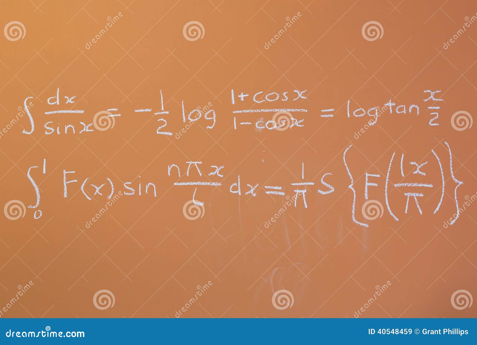 Mathematics on Orange Chalkboard Stock Image - Image of physics ...