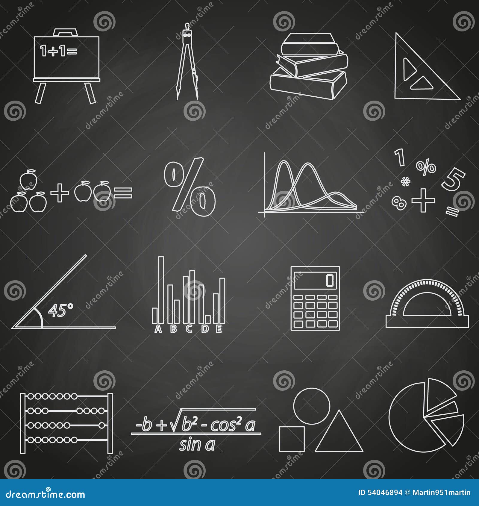 Mathematics Outline Icons Set on Blackboard Eps10 Stock Vector ...