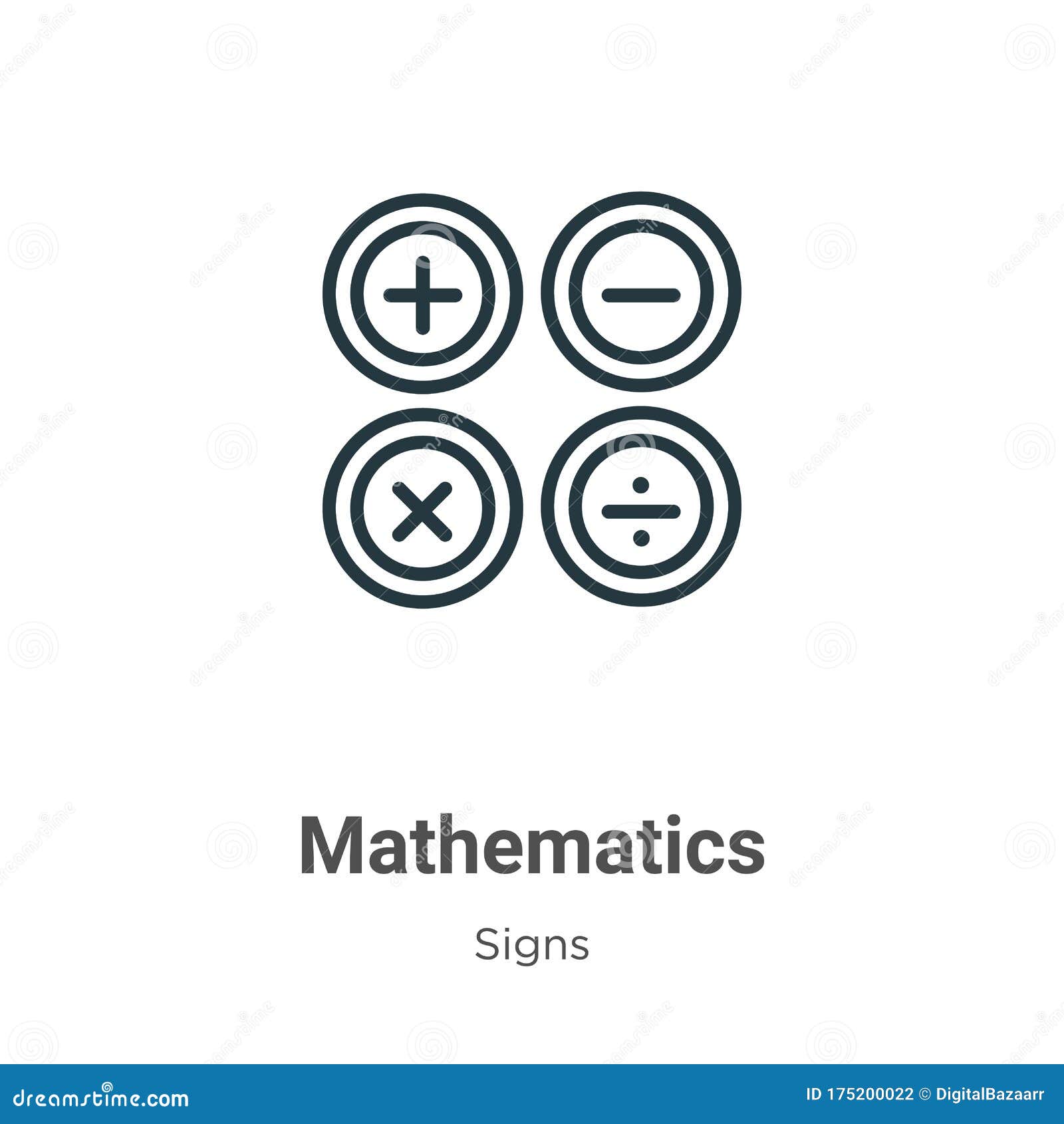 Mathematics Outline Vector Icon. Thin Line Black Mathematics Icon, Flat ...