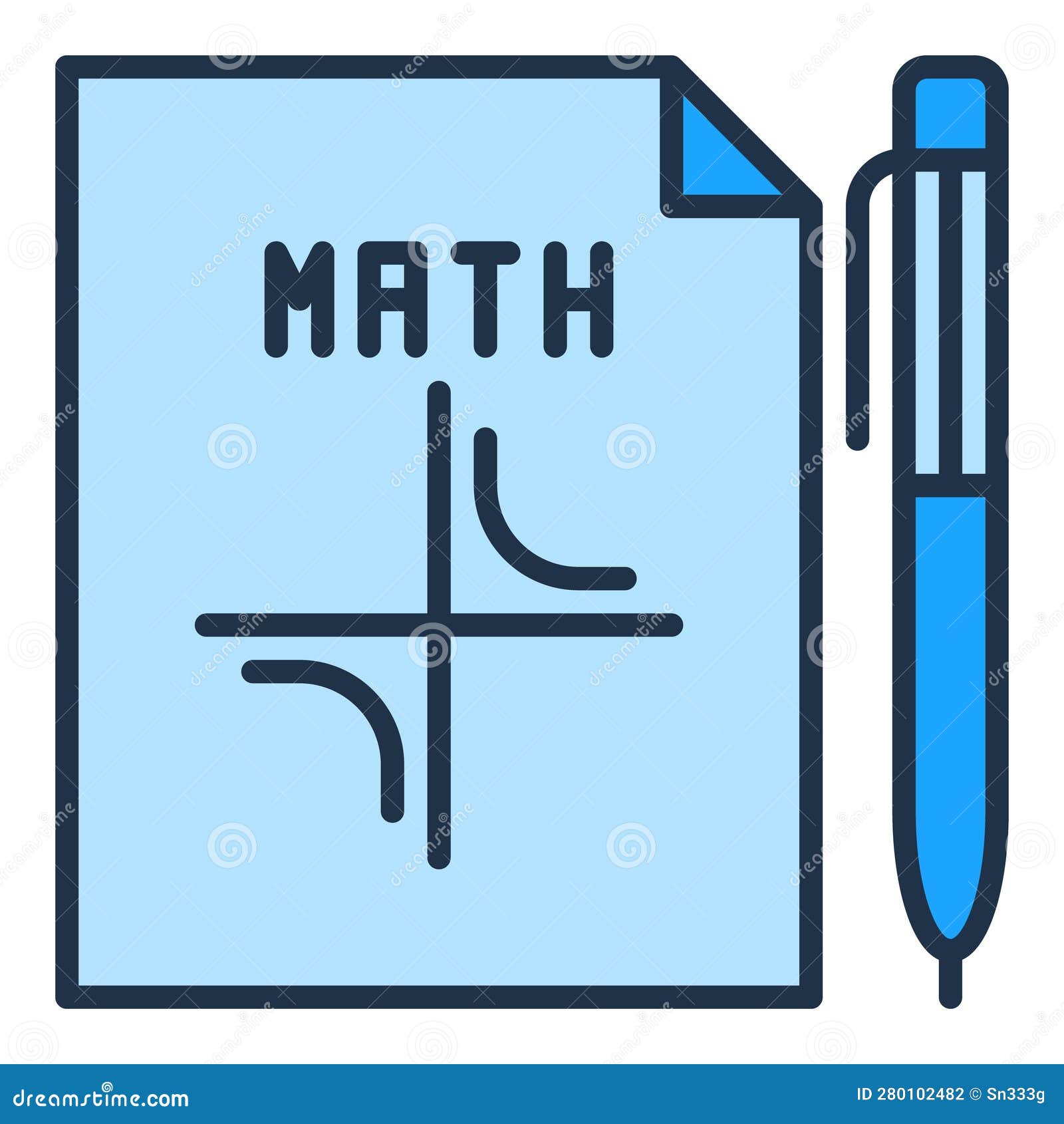 Mathematics Paper with Pen Vector Math Concept Blue Icon Stock ...