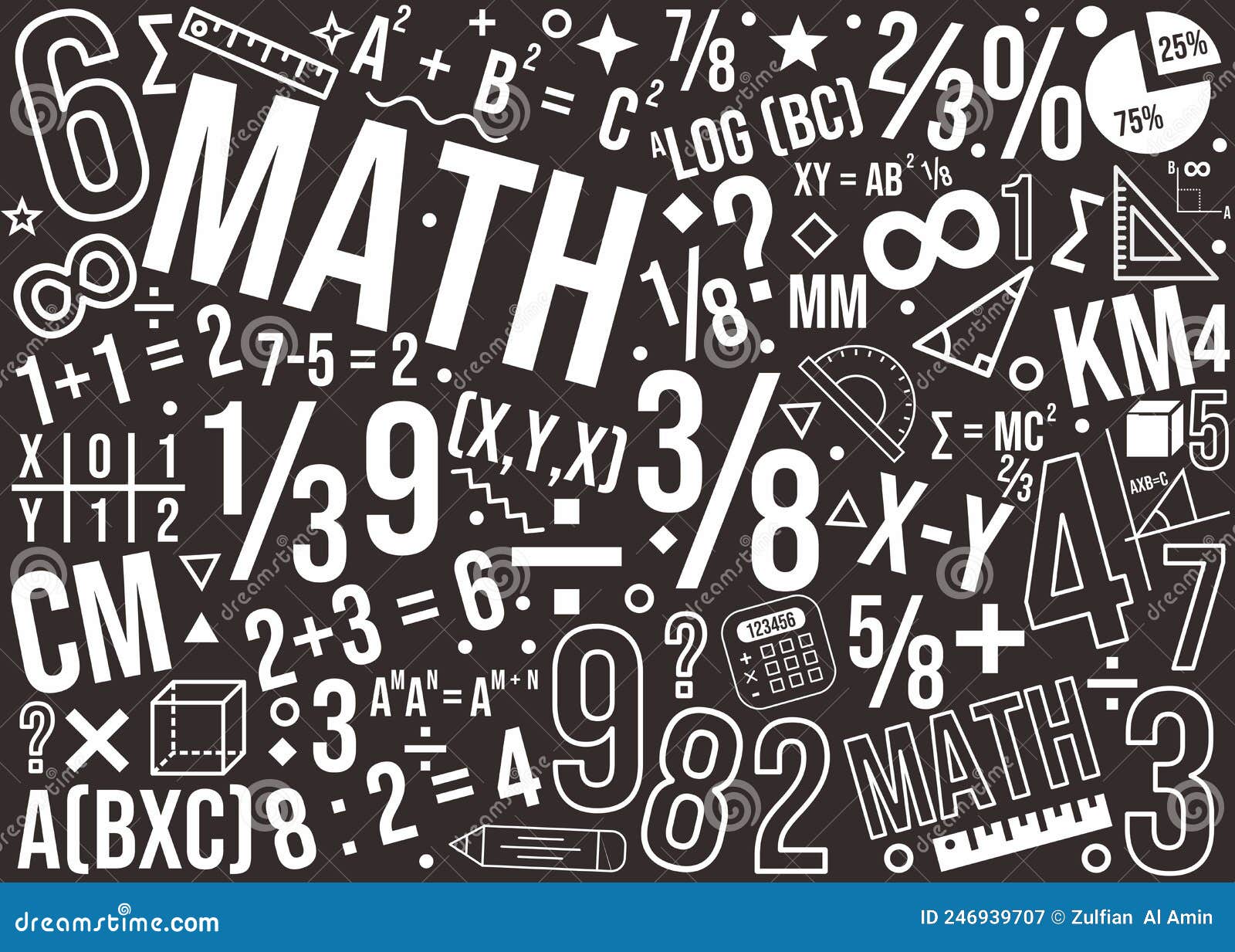 Mathematics Pattern or Background Design with Black Color Stock Vector ...