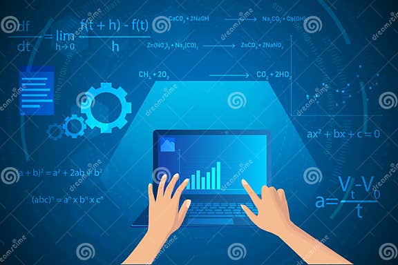 Mathematics and Physics on Technology Abstract Stock Illustration ...