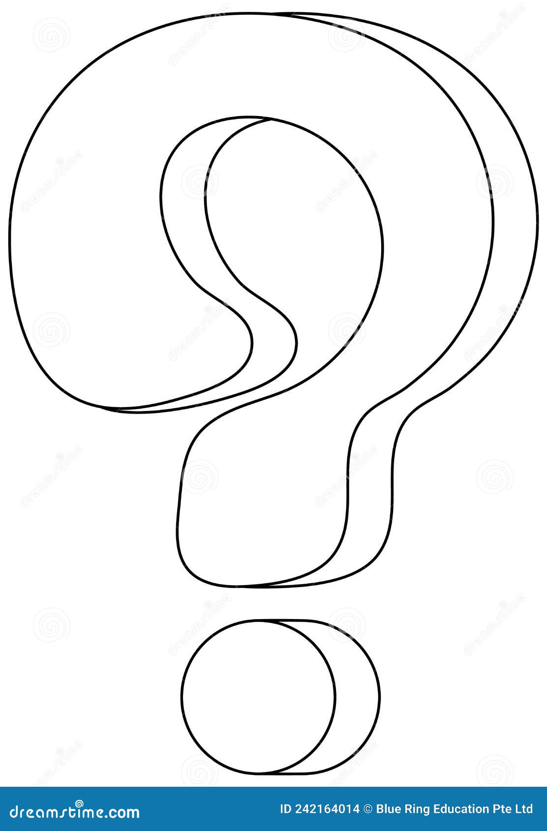 Mathematics Question Mark Symbol Doodle Outline for Colouring Stock ...