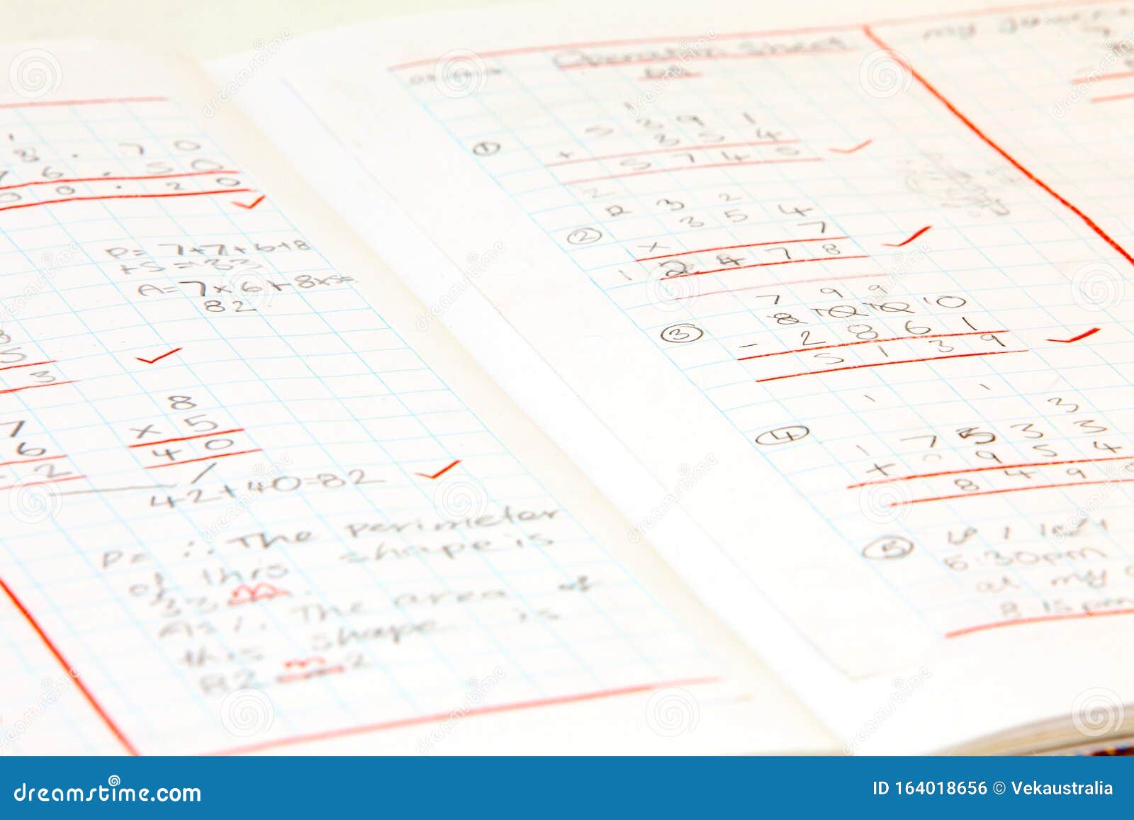 Elementary School Mathematics School Exercise Book Test Exam Stock ...