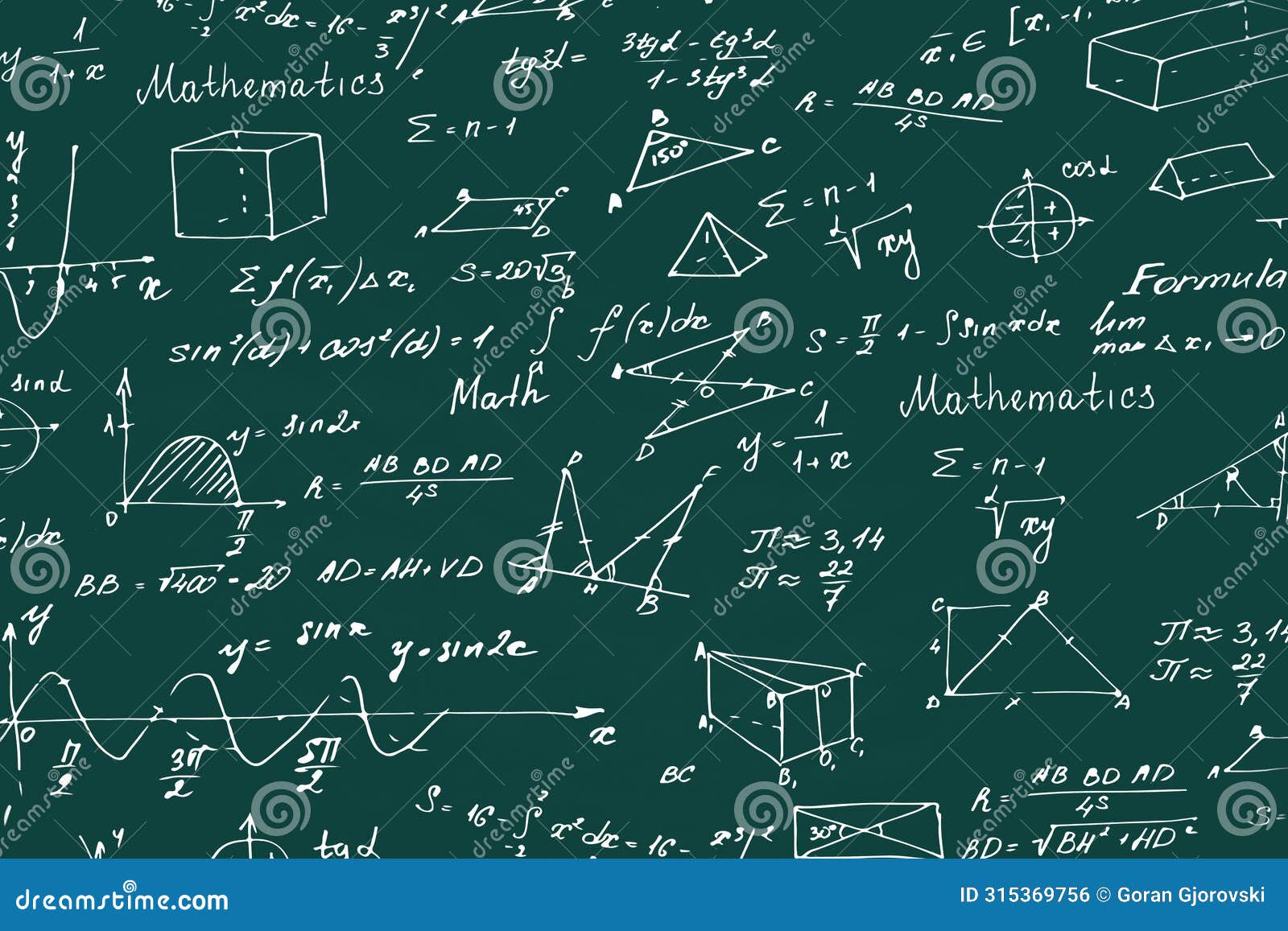 Mathematics School Green Table Background Stock Illustration ...